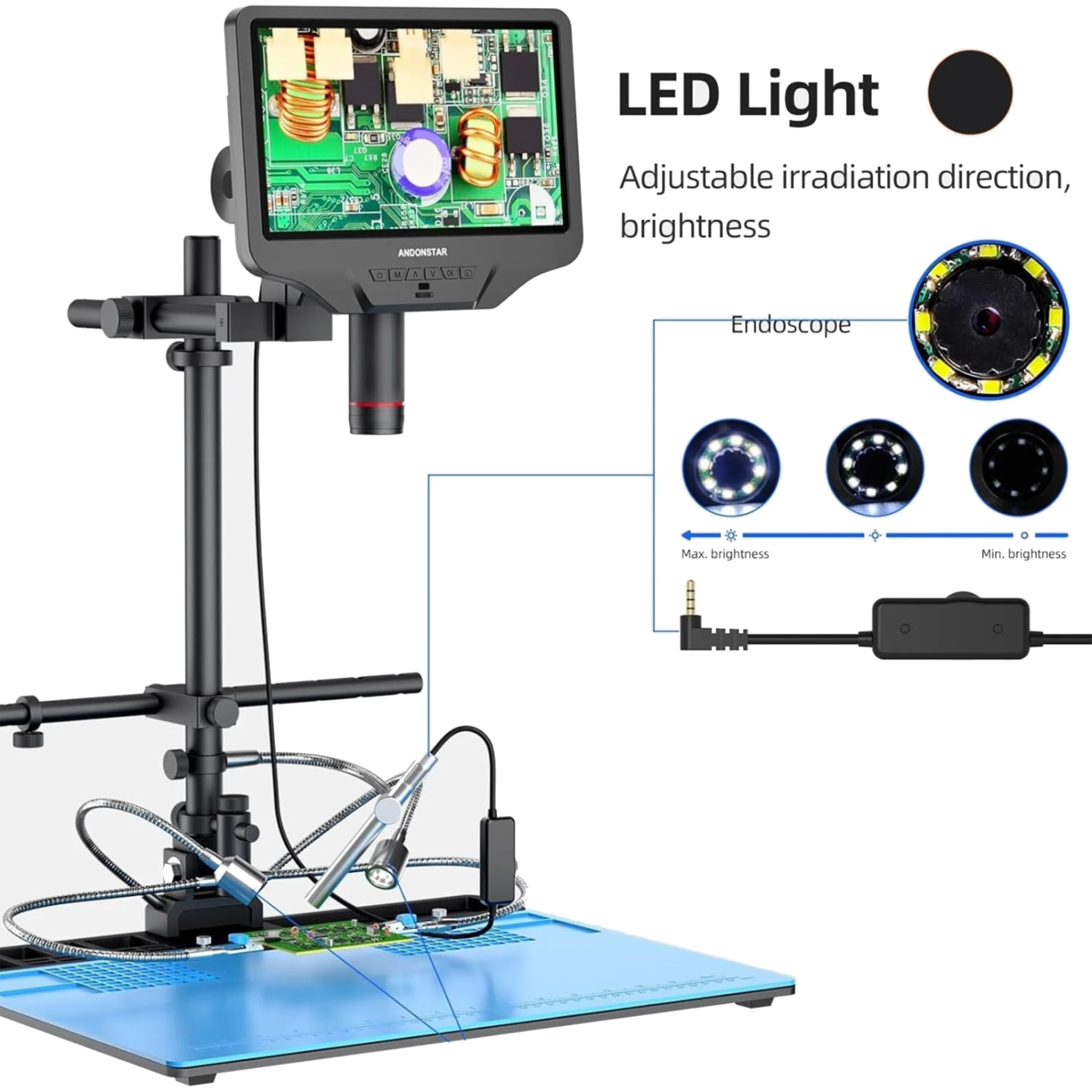 Ensemble d'endoscopes Andonstar pour le microscope AD409 pro