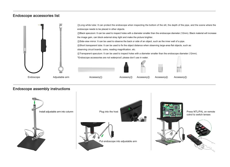 Ensemble d'endoscopes Andonstar pour le microscope AD409 pro